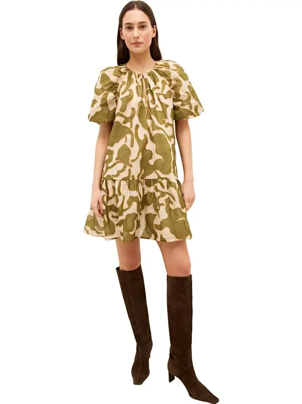 MARIE OLIVER Printed Cotton Organza Greta Dress - Galapagos