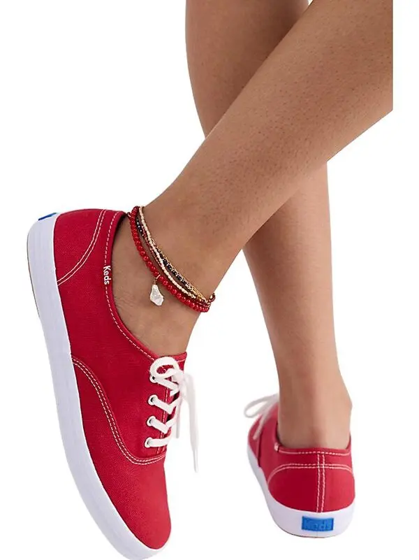 KEDS Champion Canvas Lace-up Sneakers - Red