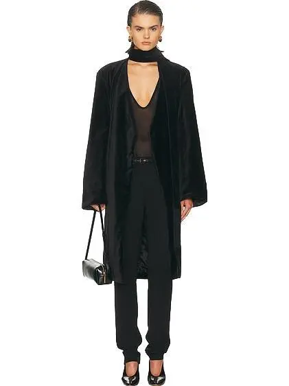 TOTEME Velvet Smoking Coat With Scarf Accent - Black