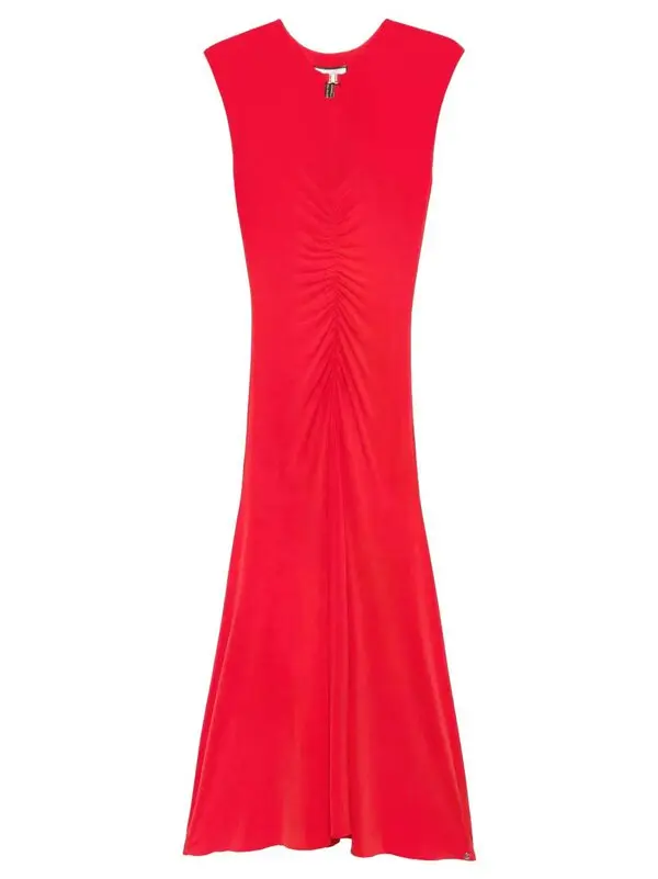 NISSA Ruched Maxi Dress - Red