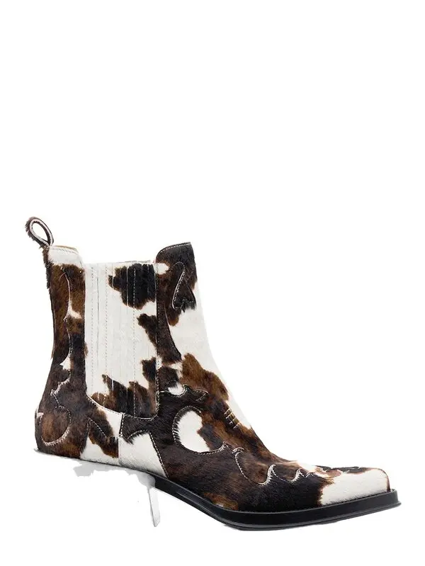 Gabriela Hearst Cassidy Ankle Boot In Pony Hair - Ivory/cognac Multi