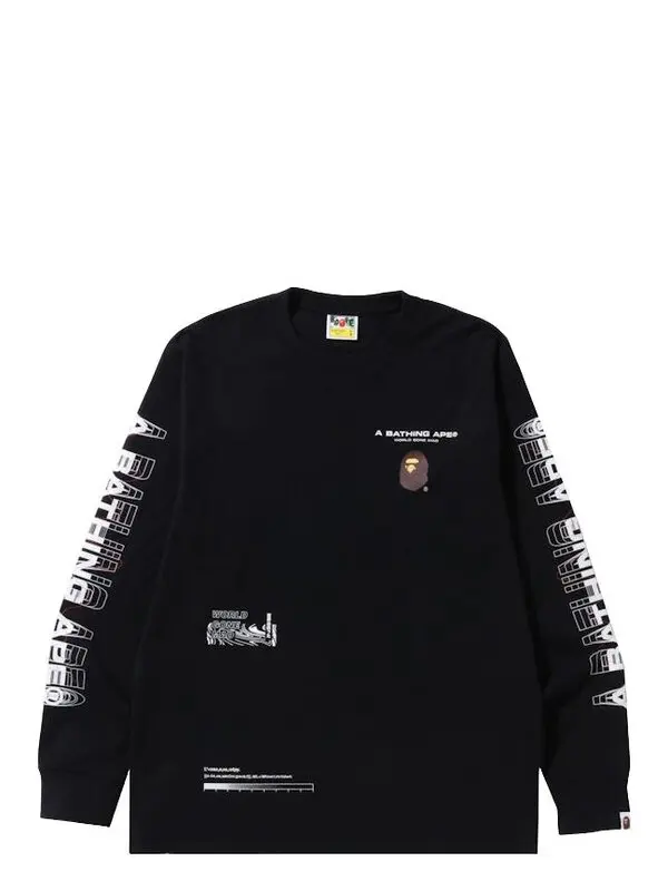 A BATHING APE Graphic #2 Long Sleeve Tee Shirt - Black