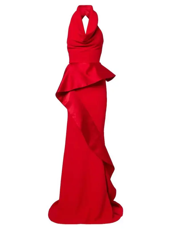 Maticevski Provocateur Halterneck Peplum Gown - Red