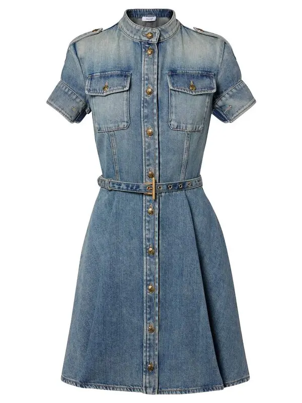 Alexander McQueen Belted Denim Shirt Dress - Blue