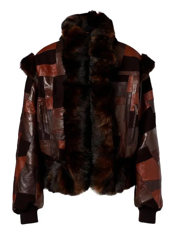Chloé Shearling-trimmed Leather Bomber Jacket - Brown