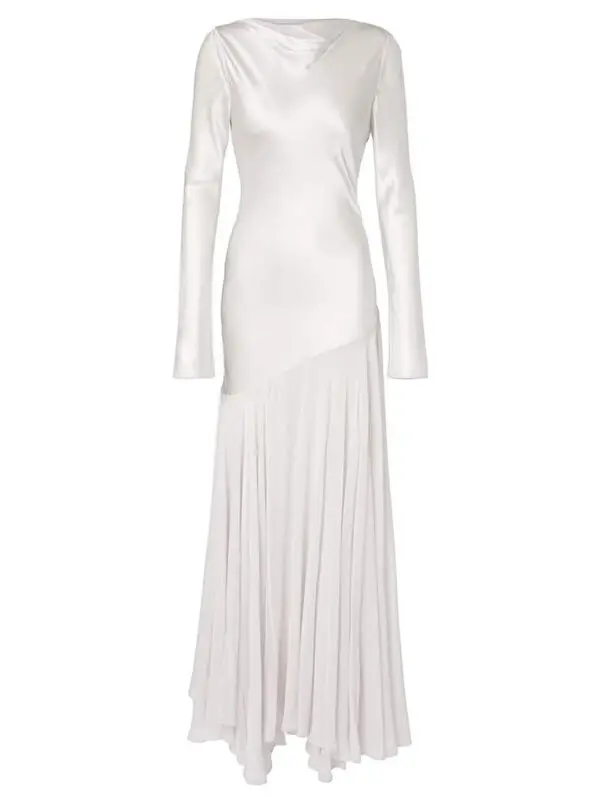 Tove Cordelia Silk Satin And Chiffon Maxi Dress - White