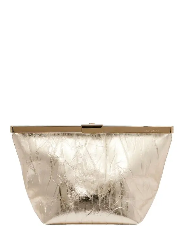 JIMMY CHOO Metallic Leather Clutch - Gold