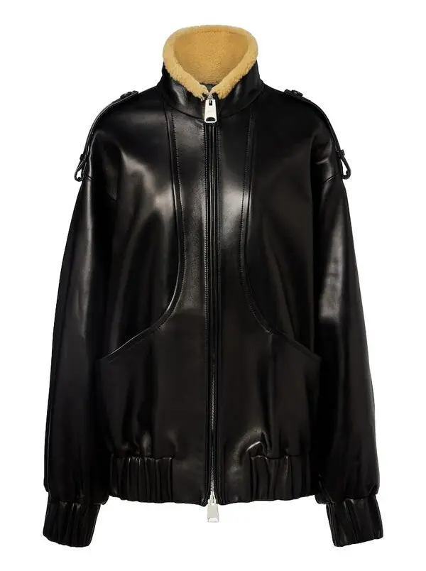 Khaite Sigi Shearling-trimmed Leather Jacket - Black