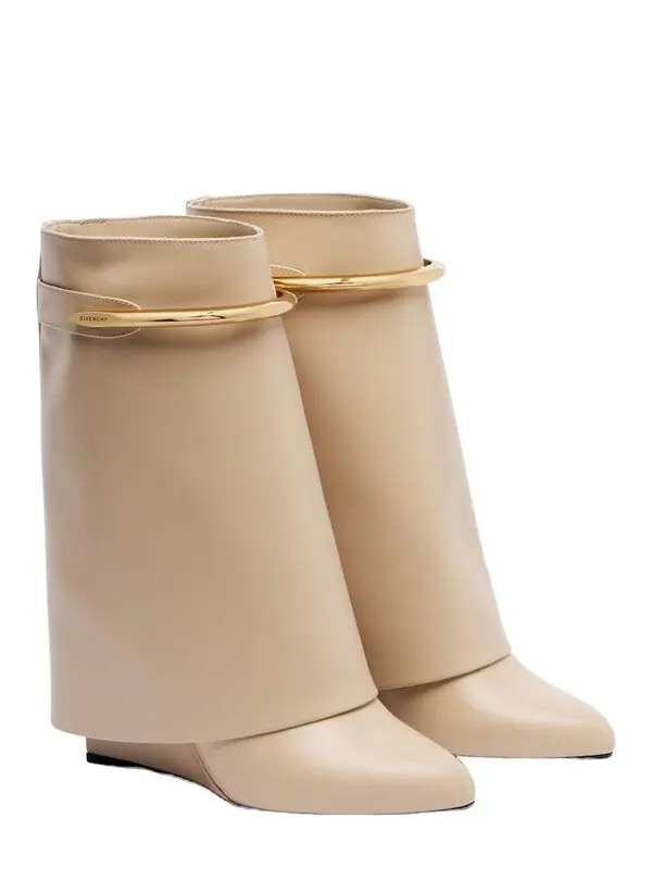 Givenchy Shark Leather Mid-calf Boots - Beige