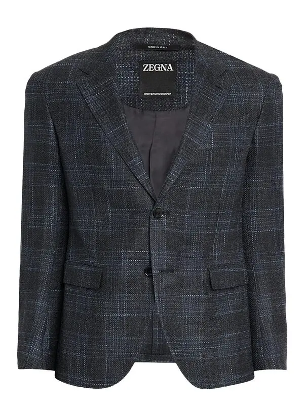 Zegna Winter Crossover Check Sport Coat - Blue Navy Check
