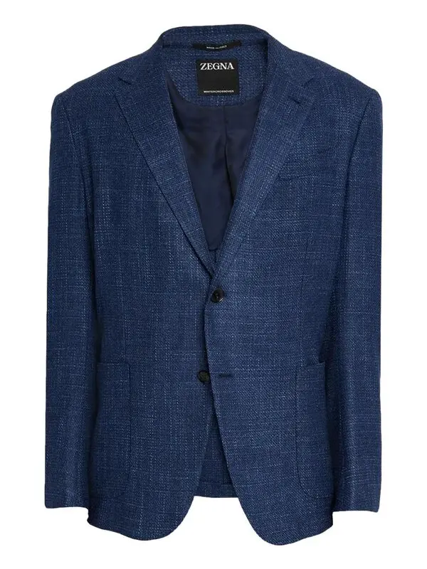 Zegna Textured Winter Crossover Blazer - Blue