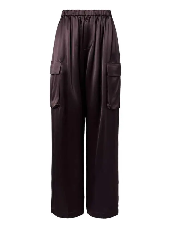 THE FRANKIE SHOP Delny Satin Cargo Pants - Brown