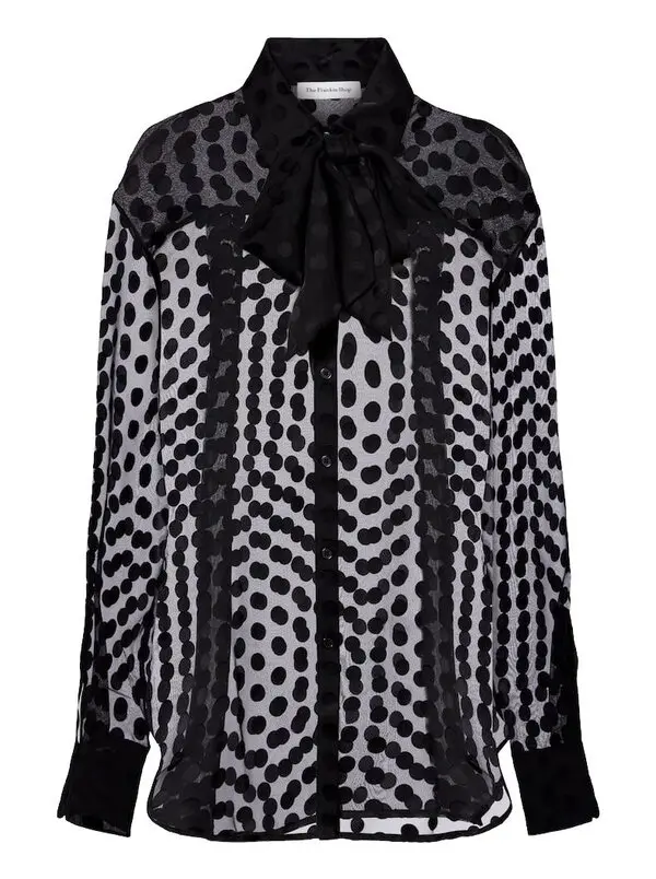 THE FRANKIE SHOP Peri Polka-dot Sheer Shirt - Black