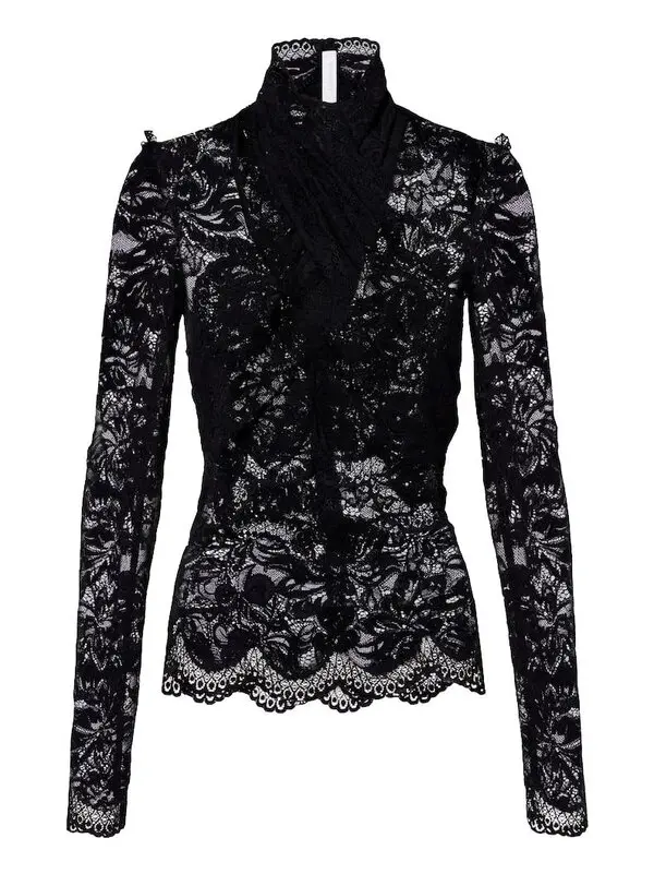 Rabanne Floral Lace Top - Black