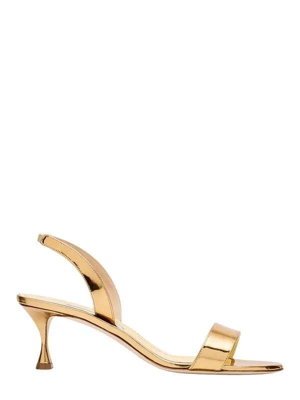 Manolo Blahnik 50mm Cupisanpla Metallic Leather Sandals - Gold
