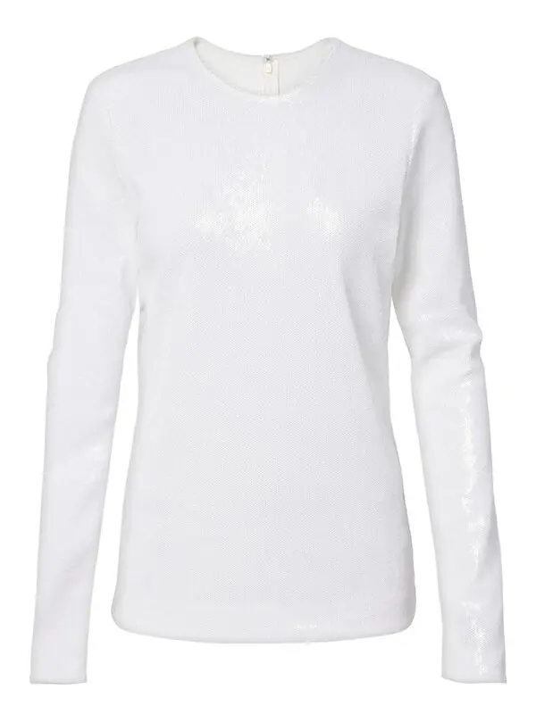 TOTEME Sequined Long Sleeve Top - White