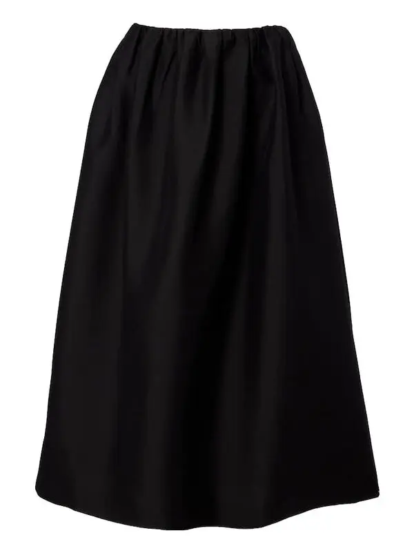 TOTEME Gathered Wool And Silk Midi Skirt - Black