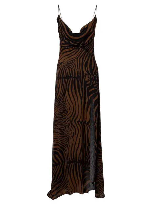 Blumarine Zebra-print Maxi Dress - Brown