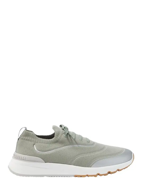 Brunello Cucinelli Knitted Lace-up Sneakers - Green