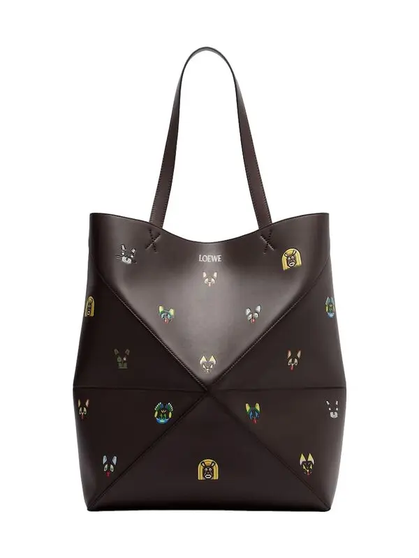 Loewe X Louis Wain Puzzle Fold Cats Tote Bag - Brown