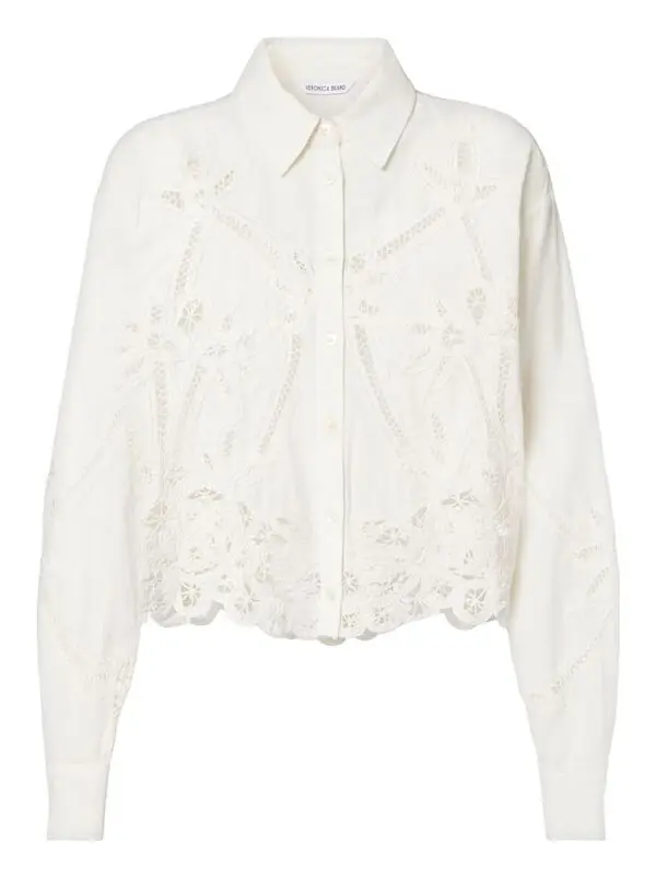 Veronica Beard Aderes Cotton And Linen Shirt - White