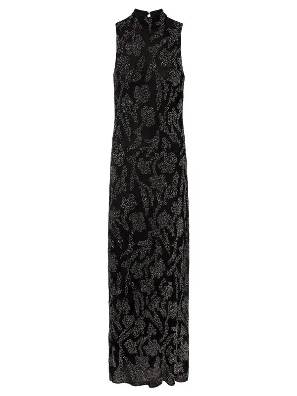 Veronica Beard Sylven Beaded Georgette Maxi Dress - Black