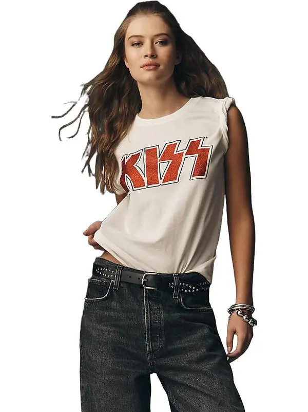 LETLUV Glitter Kiss T-shirt Top - White