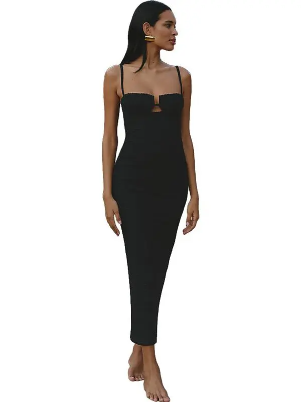 MONTCE Pearl Midi Slip Dress - Black