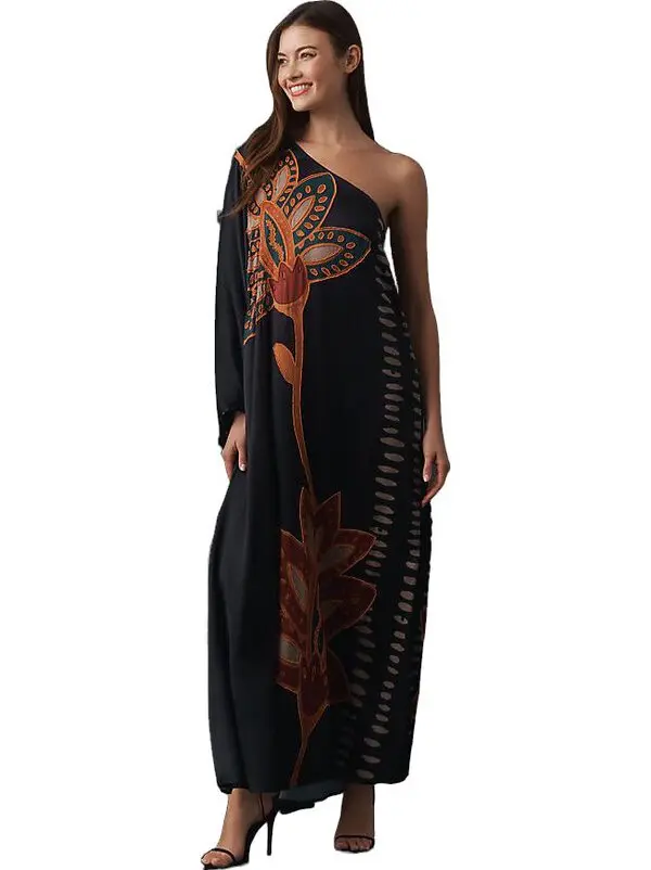 DIARRABLU Satu Embroidered One-shoulder Maxi Dress - Navy