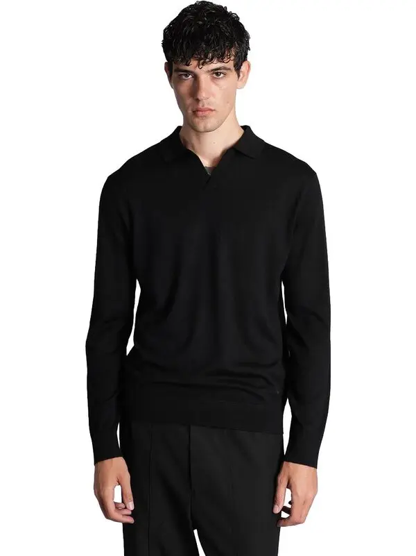 Emporio Armani Embroidered Wool Knitwear - Black