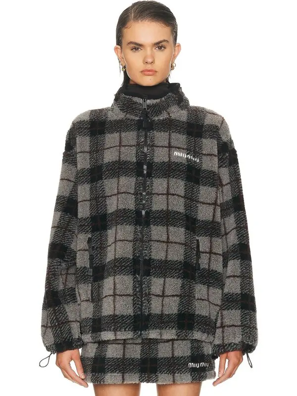 Miu Miu Teddy Check Jacket - Grigio & Nero