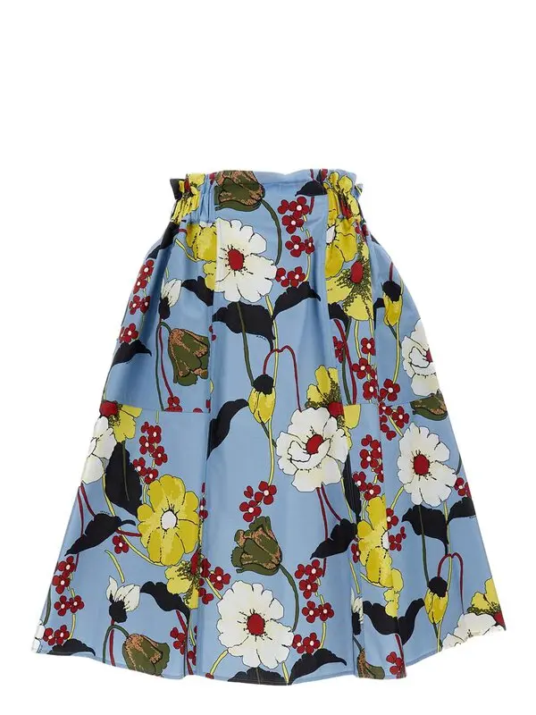 Marni Floral Printed Poplin Midi Skirt - Multicolor