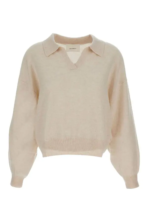 LISA YANG Virgin Wool Polo Sweater - Beige