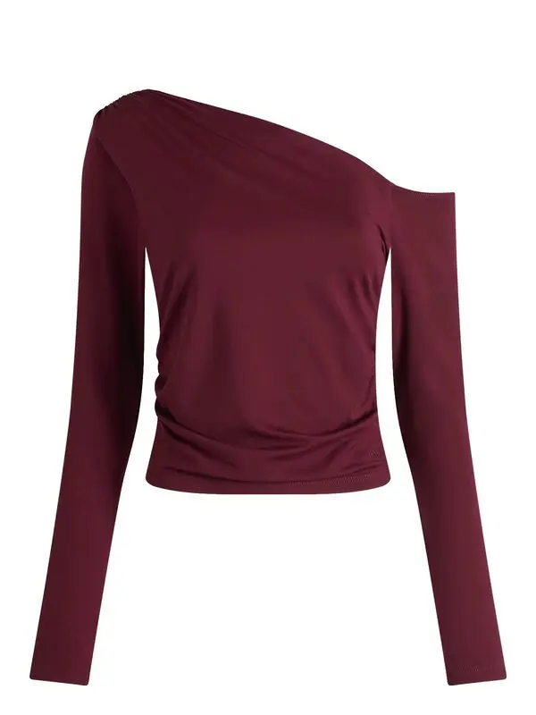 TALA 365 Cupro Gathered Long Sleeve Top - Port