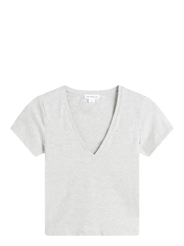 Good American Super Stretch V-neck Baby T-shirt - Heather Grey