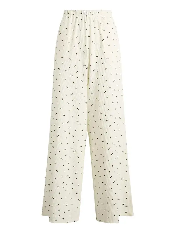 TALA Sleep Lounge Wide Leg Trousers - Ivory Printed