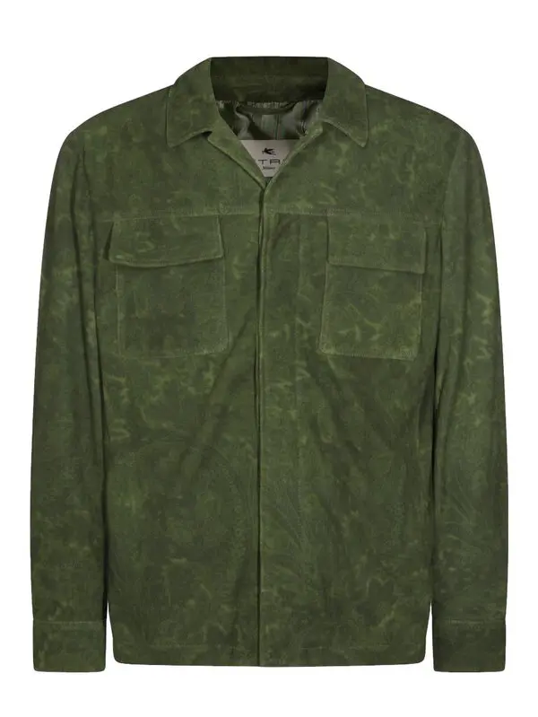 Etro Leather Shirt Jacket - Green