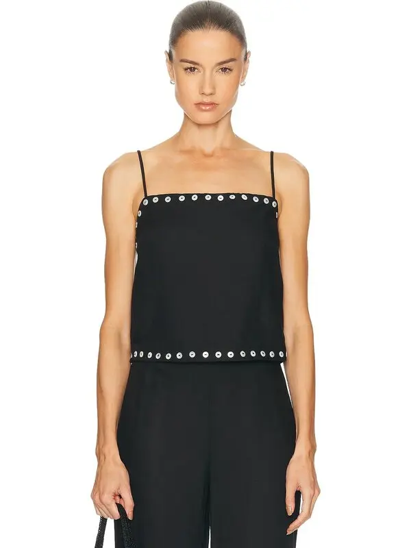 Staud Kirra Linen Tank Top - Black