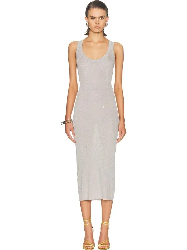 TOM FORD Midi Tank Dress In Metallic - Silver