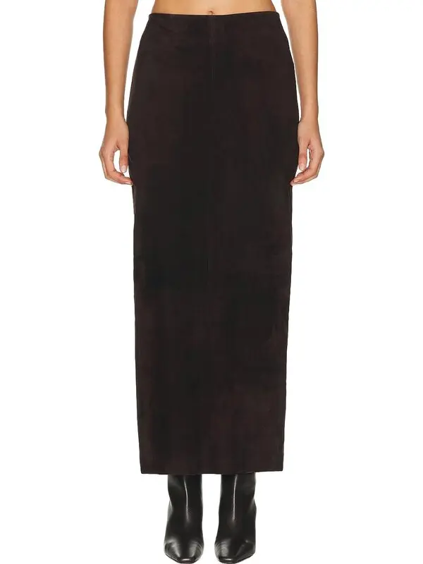 ST. AGNI Suede Column Skirt - Coffee