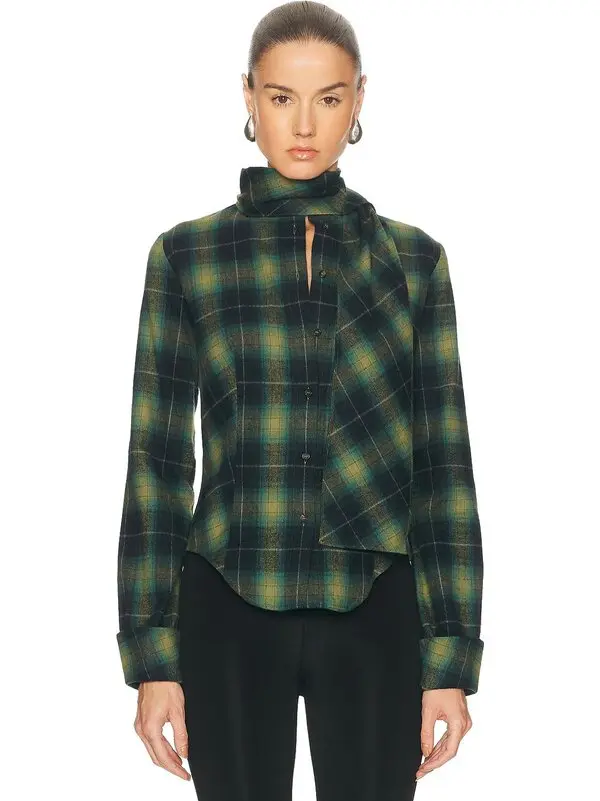 MIMCHIK Iris Scarf Shirt - Green