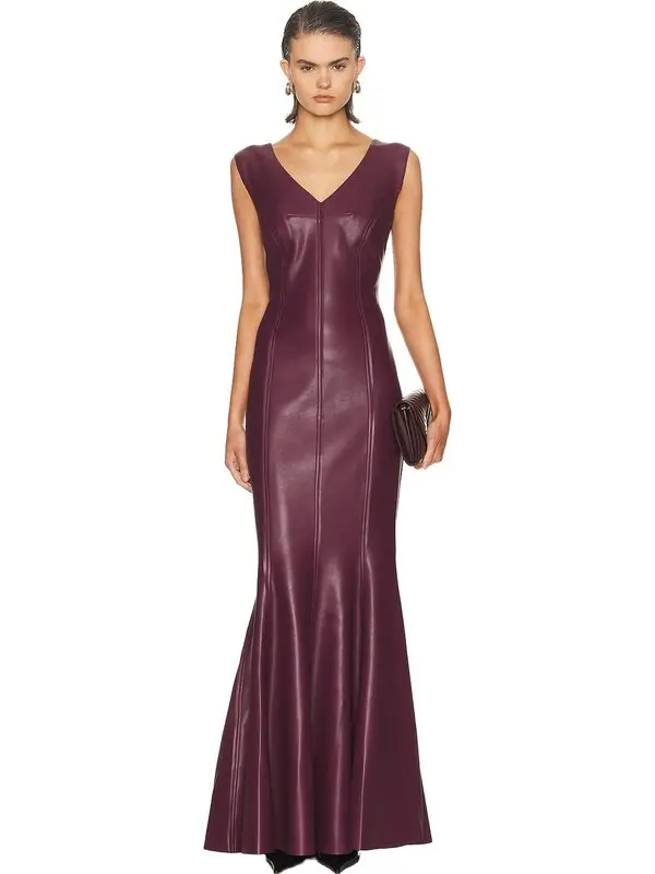 Norma Kamali Grace Fishtail Gown - Plum