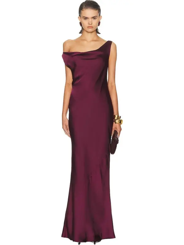 Norma Kamali Drop Shoulder Maria Gown - Plum