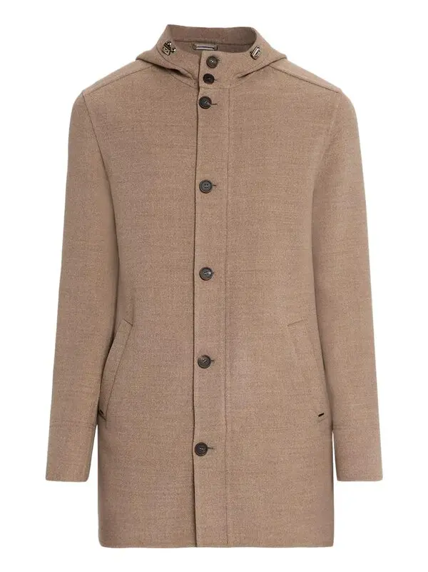 Stefano Ricci Double-face Wool Hooded Jacket - Beige