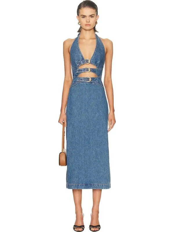 Cult Gaia Estelle Denim Midi Dress - Stone Wash