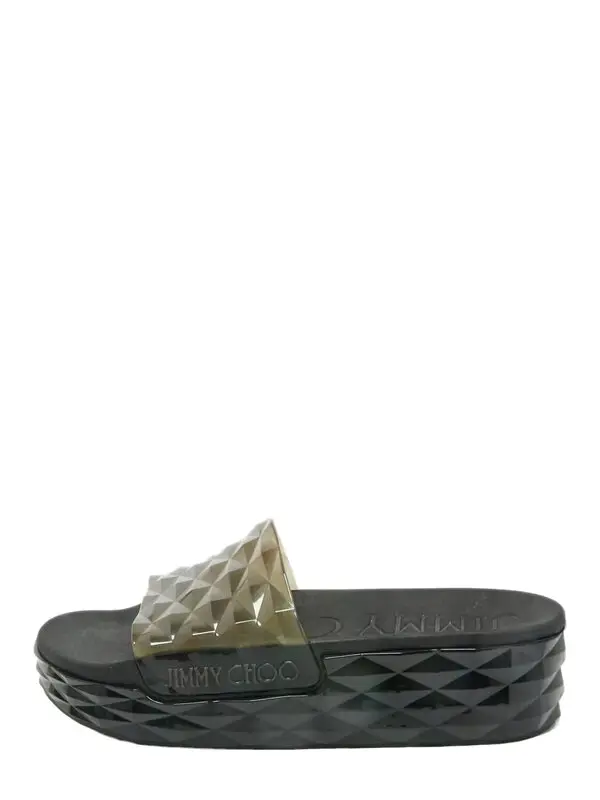 JIMMY CHOO Diamond-pattern Slides - Grey