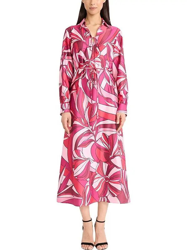 Maggy London Long Sleeve Midi Dress - Cherry/ Pink