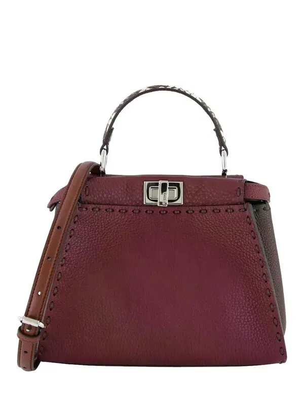 Fendi Peekaboo Top-handle Leather Tote - Red