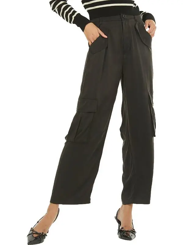 SECRET PON-PON Lyla Silk Cargo Pants - Black