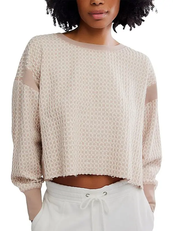 Free People Textured Long Sleeve Top - Sandy